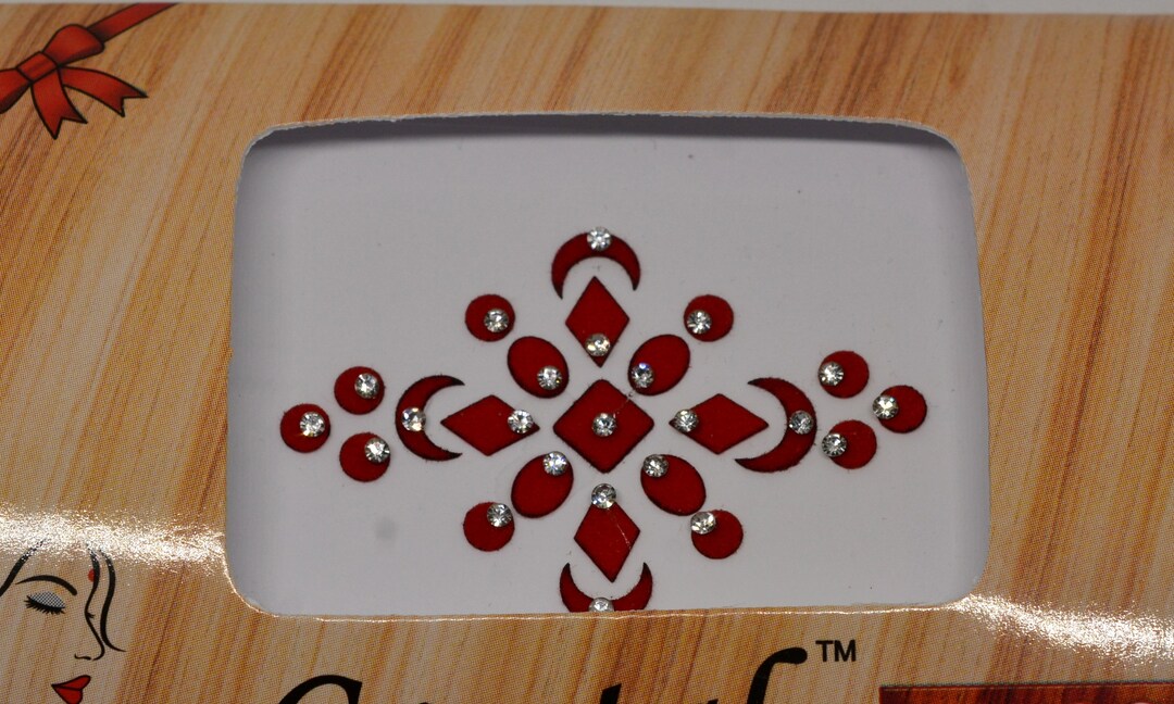 Red Crescent Moon Bindis ,moon Tattoo, Maroon Diamond Bindi, Fancy ...