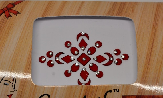 Red Crescent Moon Bindis moon Tattoo Maroon Diamond Bindi - Etsy