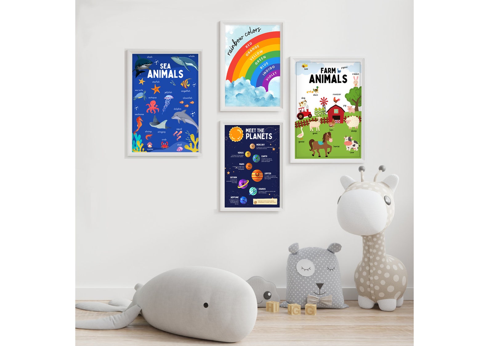 Farm Animals Color Poster, Educational Poster Chart - Etsy