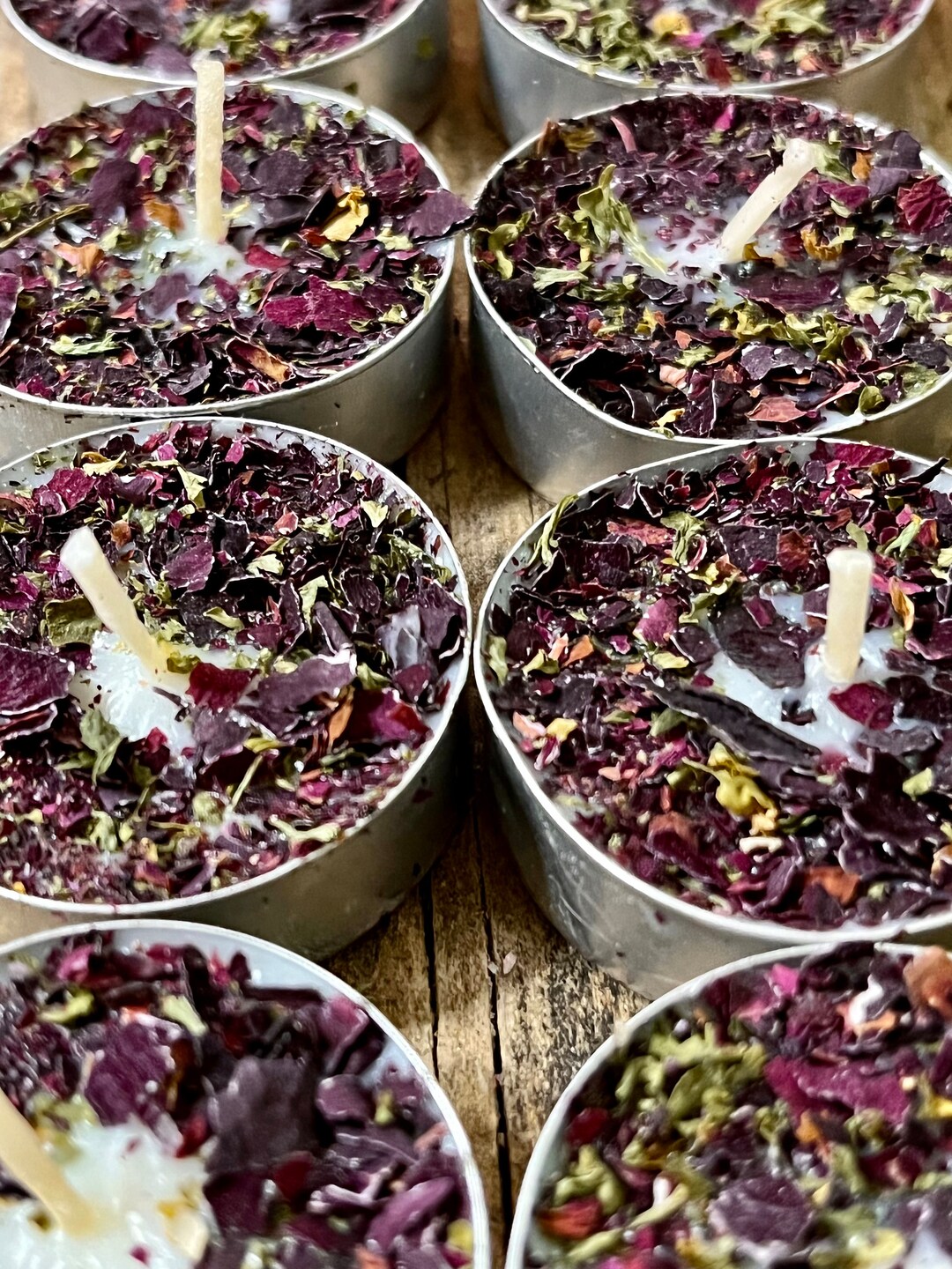 6 Pack Rose and Herb Tea Lights, Botanical Tea Lights, Meditation ...