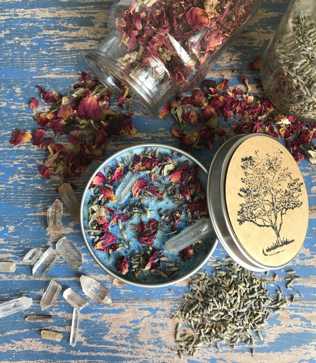 Crystal Candle, Blue Raspberry Scented Candle, Soy Candle, Quartz ...