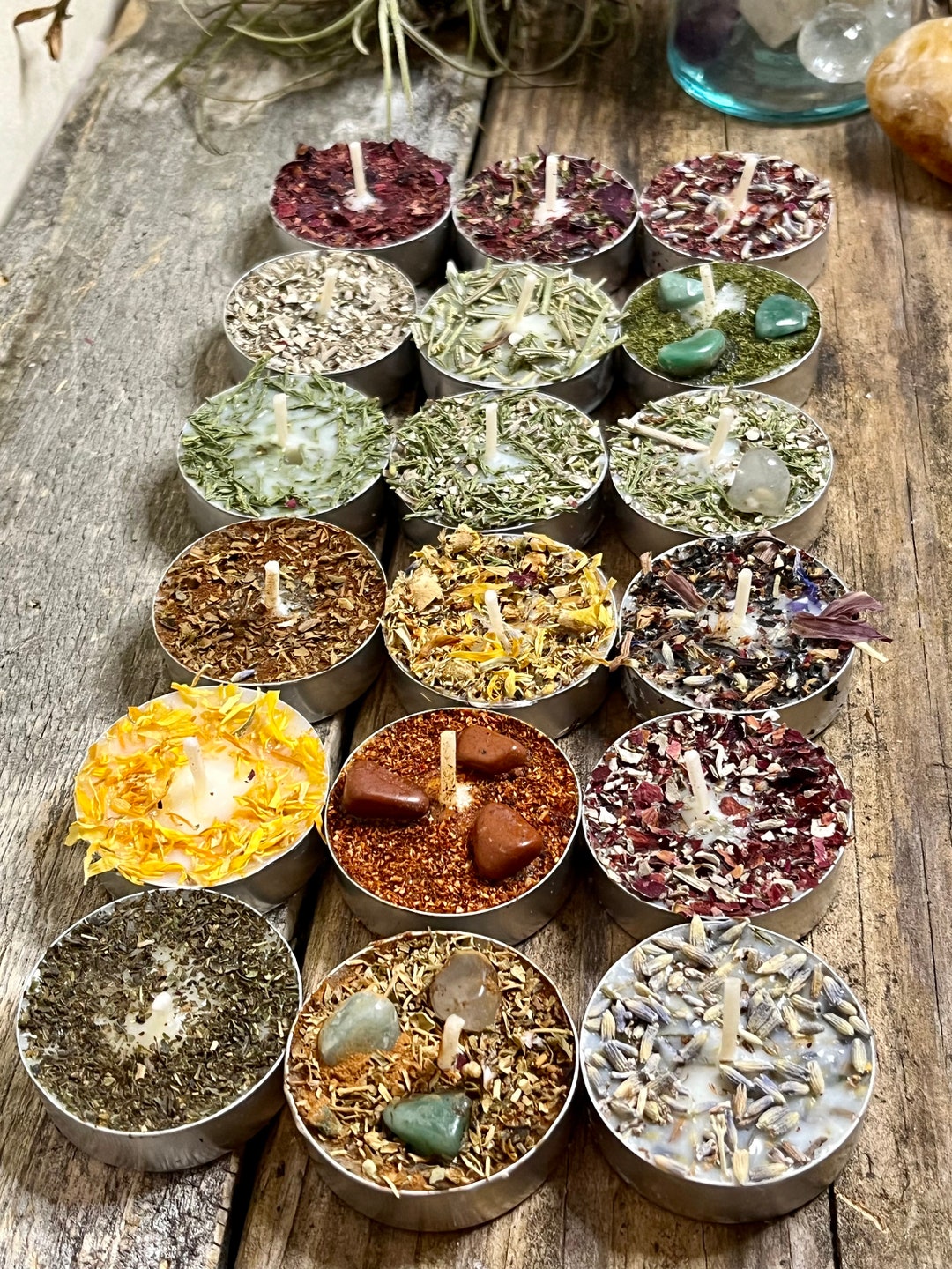 Botanical Tea Light Sampler, Herbal Oil, Soy Wax Candles, 18 Pack - Etsy