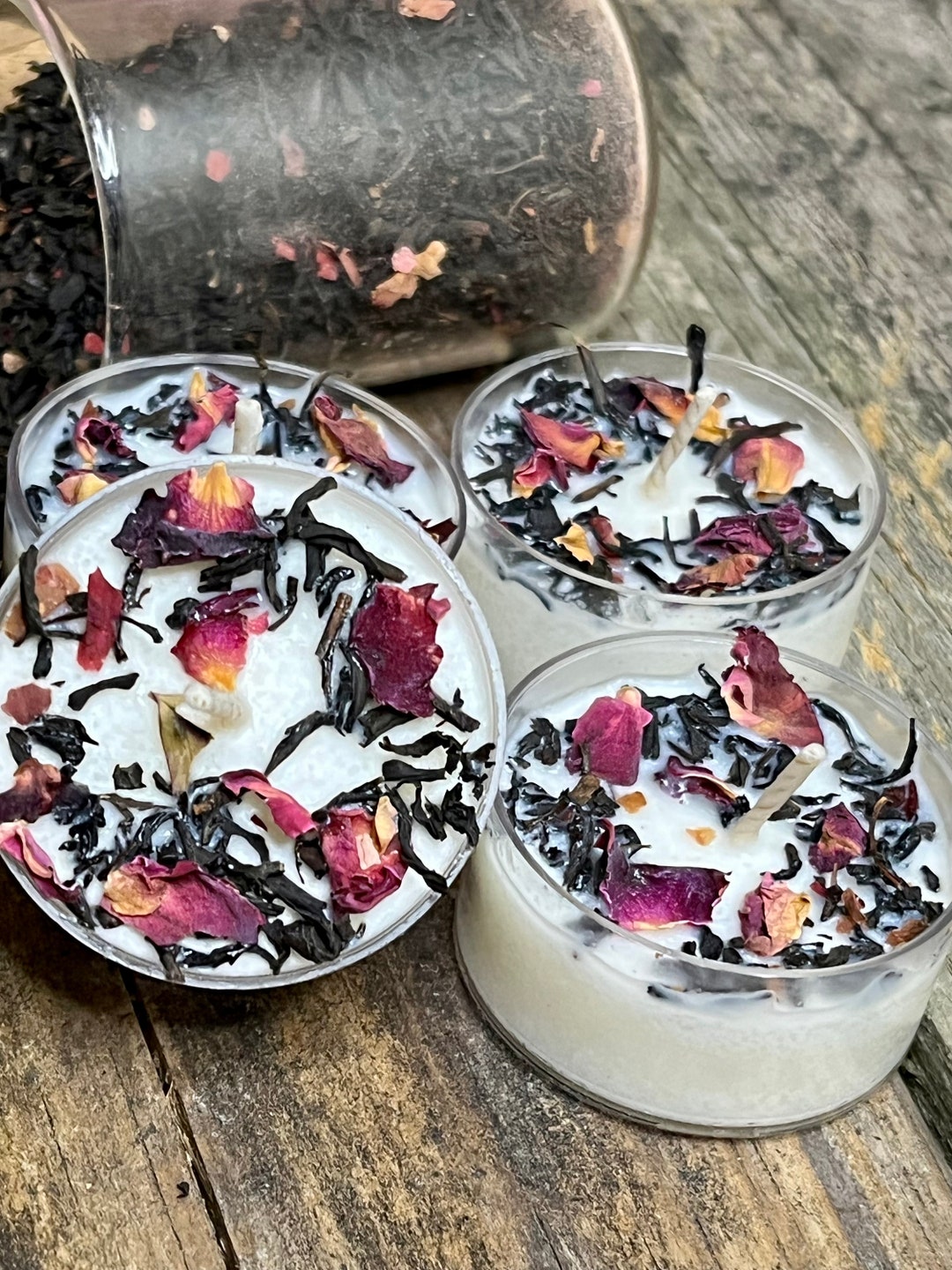 Sandalwood Rose Botanical Tea Lights, Soy Wax Calming Candles - Etsy