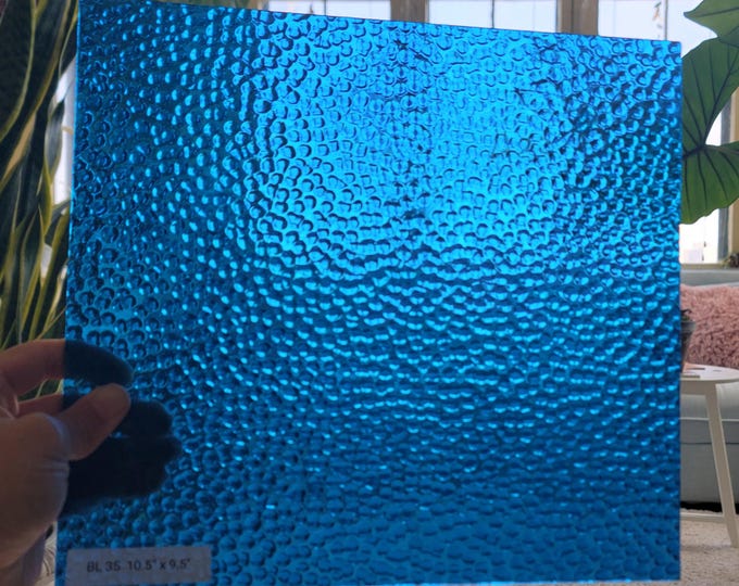 Vintage Blue Hammered Texture Stained Glass Sheet - Etsy