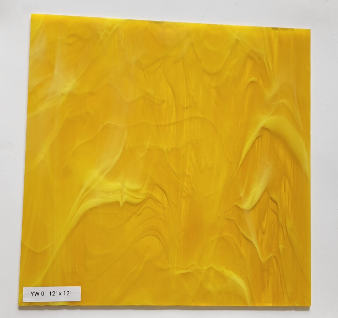 Vintage Wispy Yellow Stained Glass Sheet - Etsy