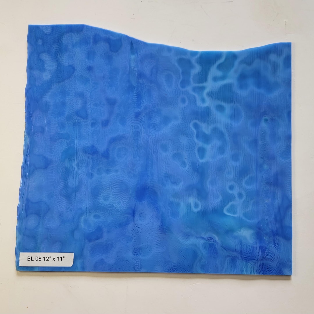 Vintage Blue Mottled Stained Glass Sheet (likely Uroboros) - Etsy