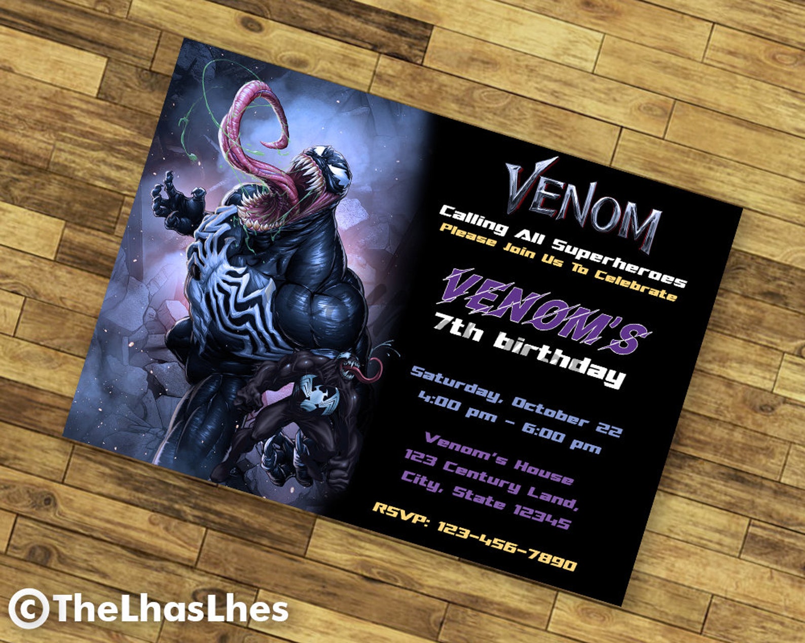 Venom Superhero Birthday Invitation Venom Venom Superhero - Etsy