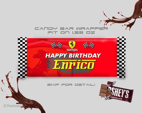 Ferrari Chocolate Bar Wrapper Birthday Invitation Ferrari - Etsy
