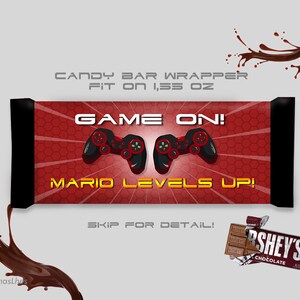 Video Game Chocolate Bar Wrapper Birthday Invitation, Video Game ...