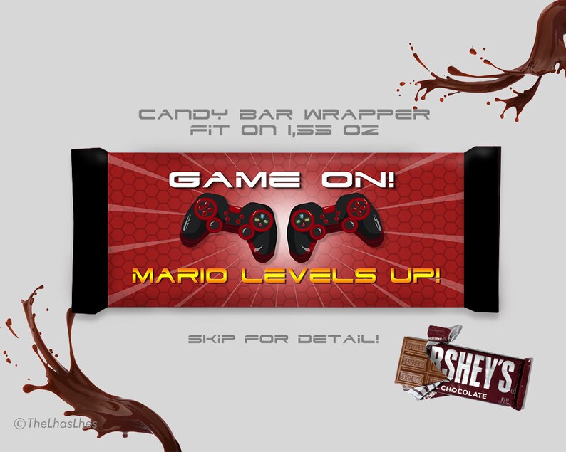 Video Game Chocolate Bar Wrapper Birthday Invitation, Video Game ...