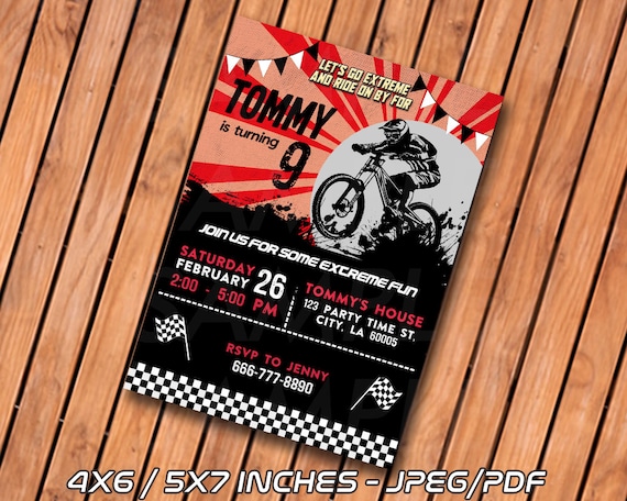 BMX Bike Birthday Invitation BMX Invitations BMX Party | Etsy