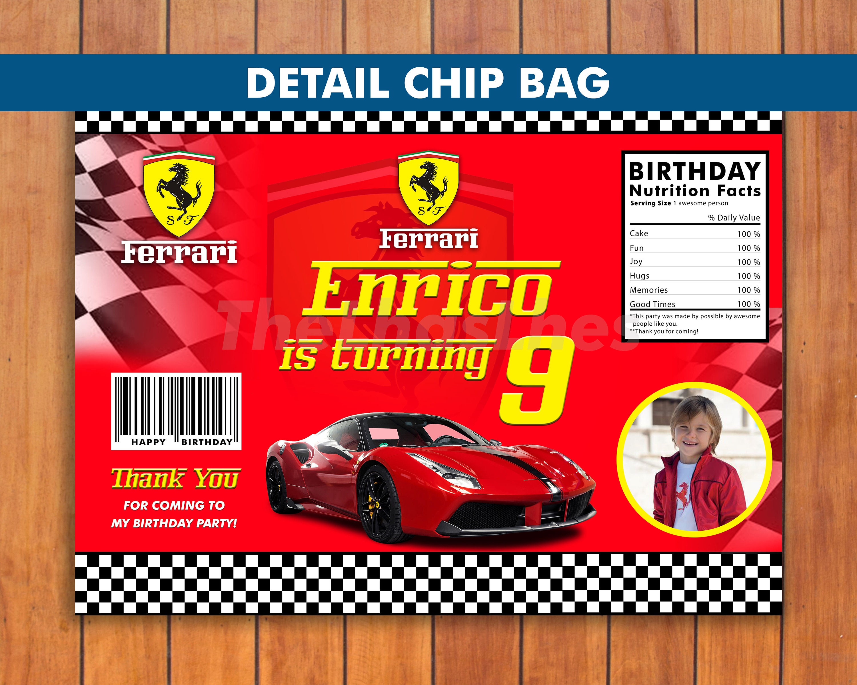 Ferrari Chip Bag Photo Funny Birthday Invitation Ferrari Chip - Etsy México