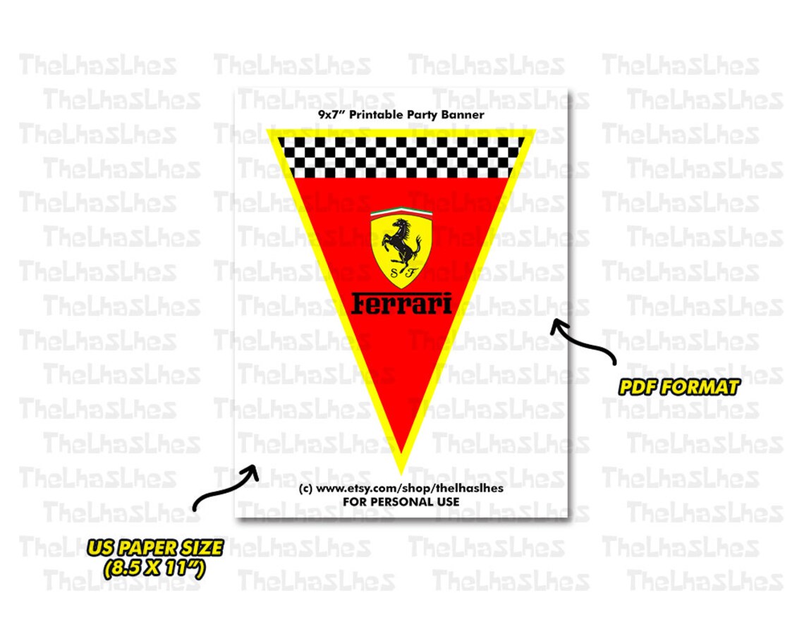 Ferrari Flag Banner Party Ferrari Banner Party FREE - Etsy