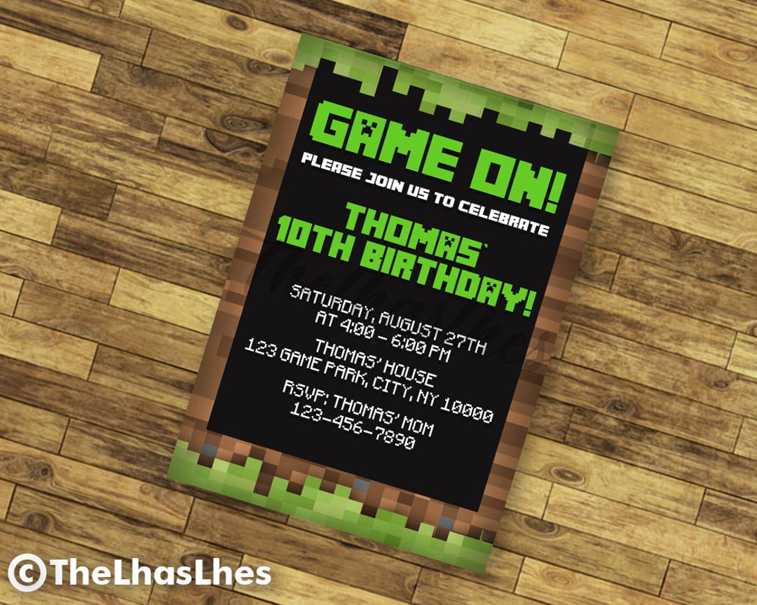 Game on Miners and Builder Birthday Invitations, Game on Birthday Party ...