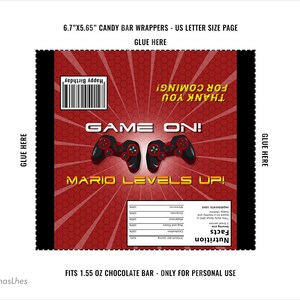 Video Game Chocolate Bar Wrapper Birthday Invitation, Video Game ...