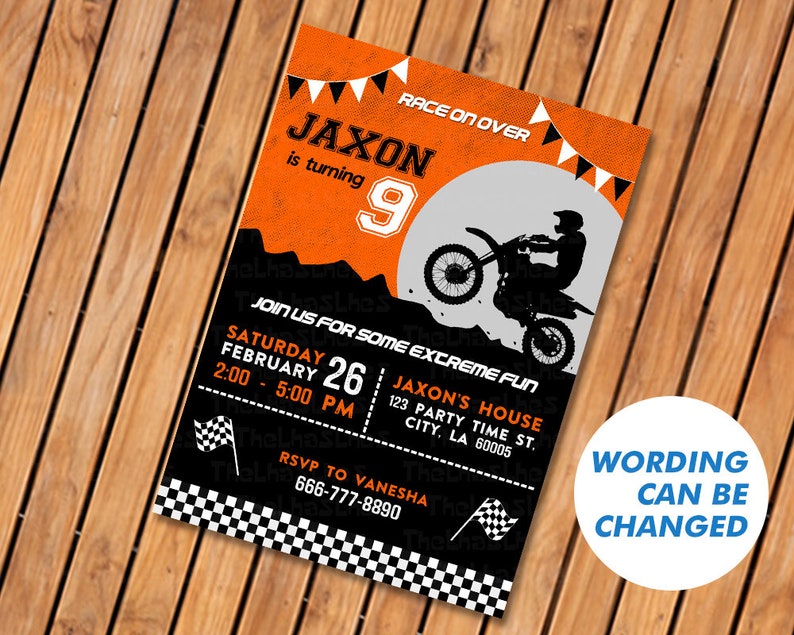Dirt Bike Birthday Invitation, Motocross Invitation, Dirt Bike Invite ...