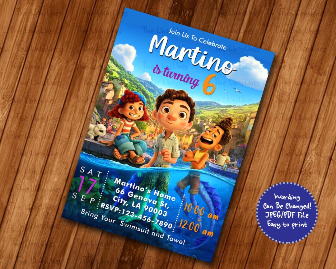 LUCA Birthday Invitation Funny , Luca Birthday Party, Luca Invitation ...