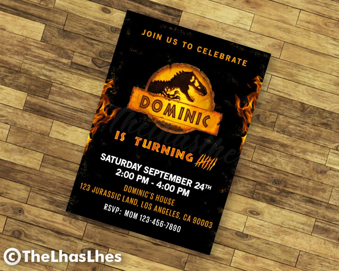Jurassic World Dominion Birthday Invitation Jurassic World - Etsy