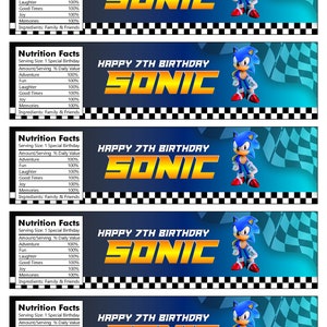 Sonic Water Bottle Label Birthday Party 8x2 Inch - Etsy