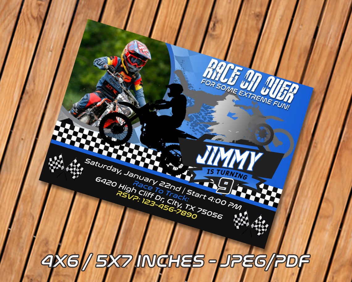 Dirt Bike Birthday Invitation Motocross Invitation Dirt Bike | Etsy