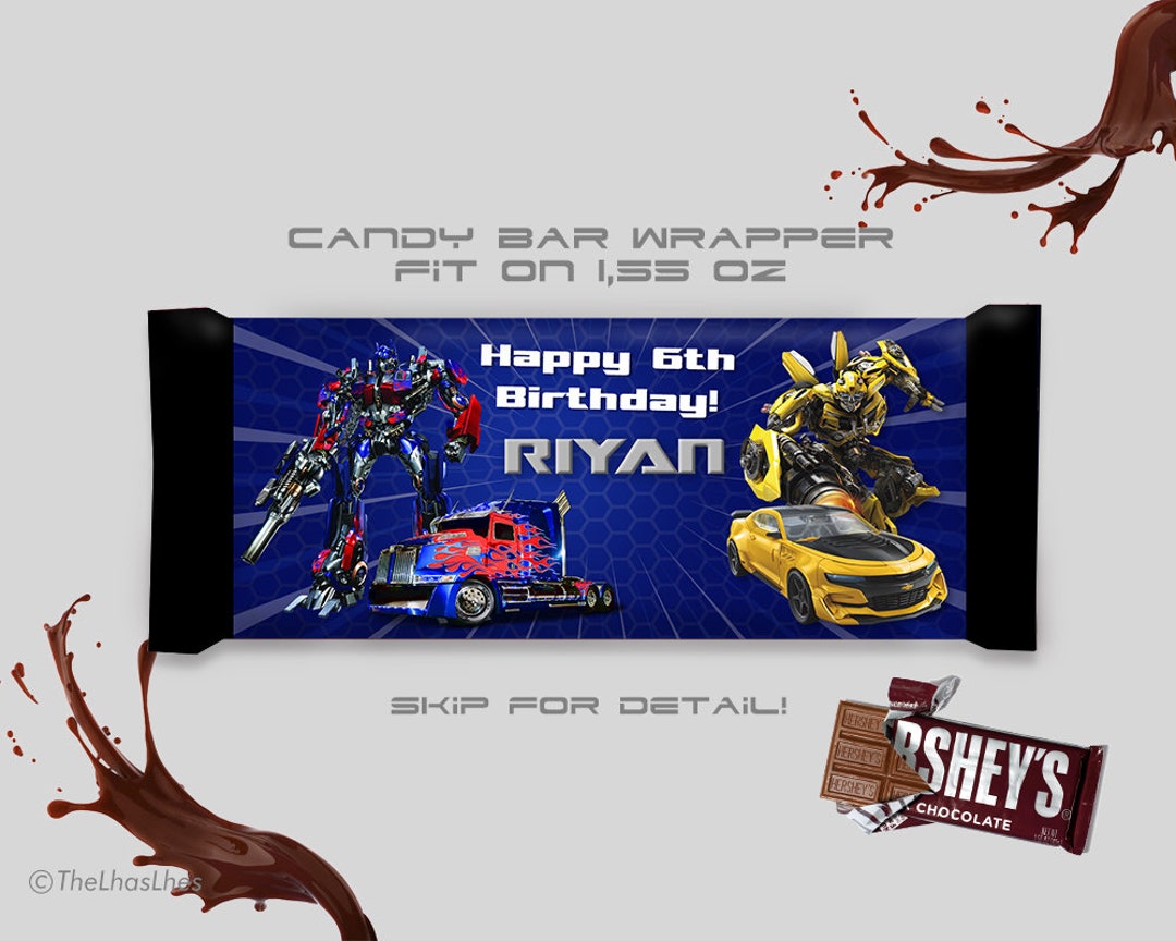 Transformers Chocolate Bar Wrapper Birthday Invitation, Transformer Birthday, Transformer ...
