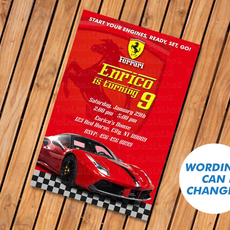 Ferrari Invitation - Etsy