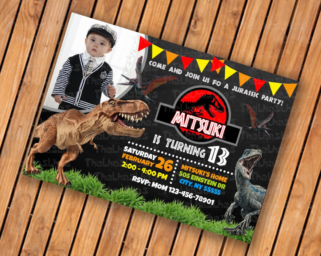 Jurassic Park Birthday Invitations Boy With Photo, Jurassic World Dominion, Jurassic World ...