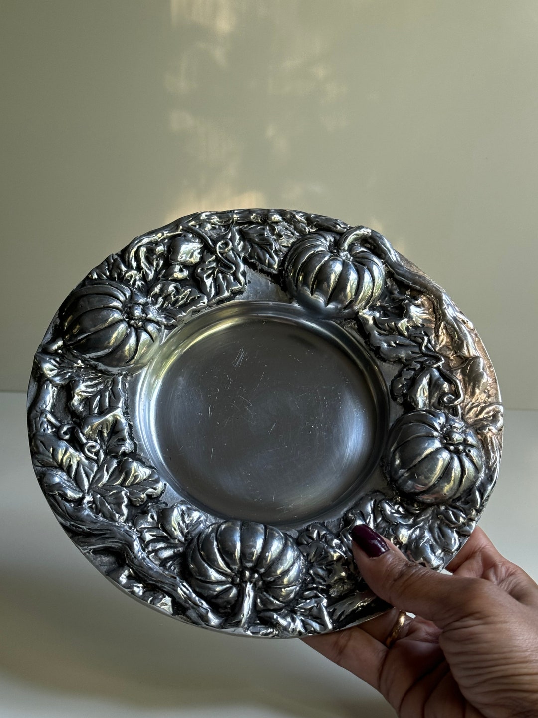 Vintage Fabulous Pewter Ware High Relief Embossed Pumpkin Calabaza ...