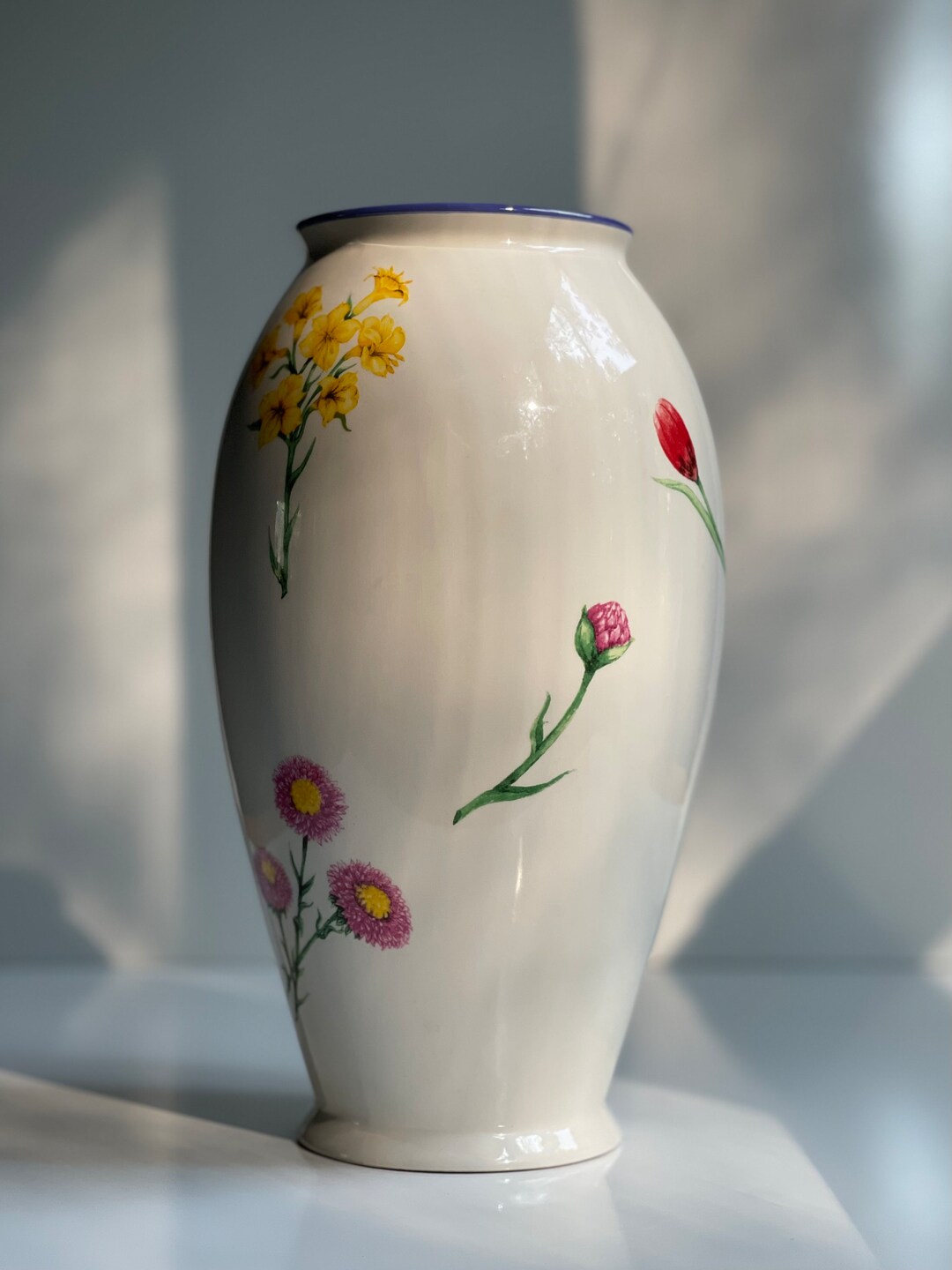 Vintage FTD Ceramic Floral Vase, Tiffany & Co Sintra Inspired Decor, 10 ...