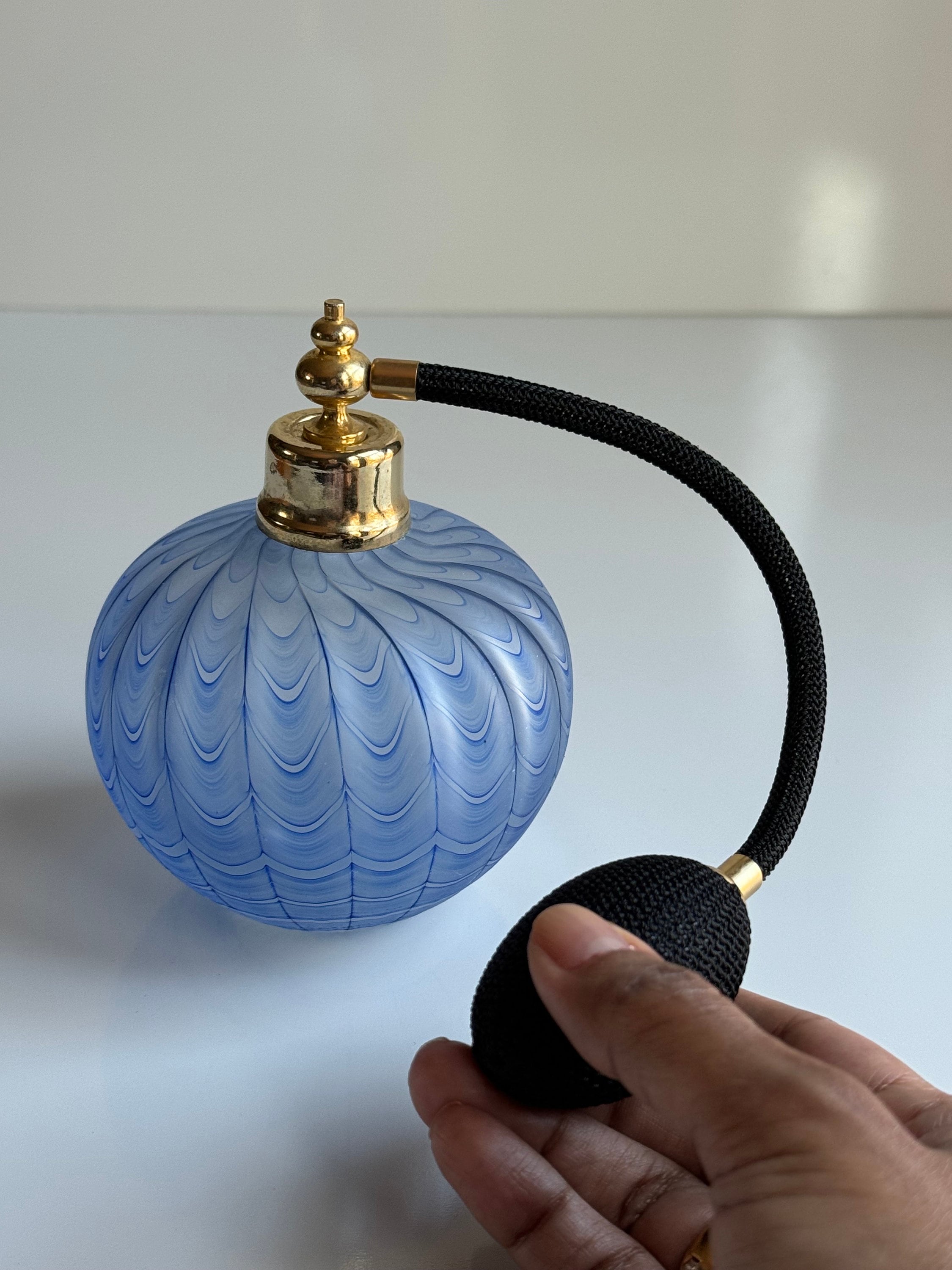 Vintage Heavy Frosted Satin Blown Art Glass Perfume Spray Bottle With ...