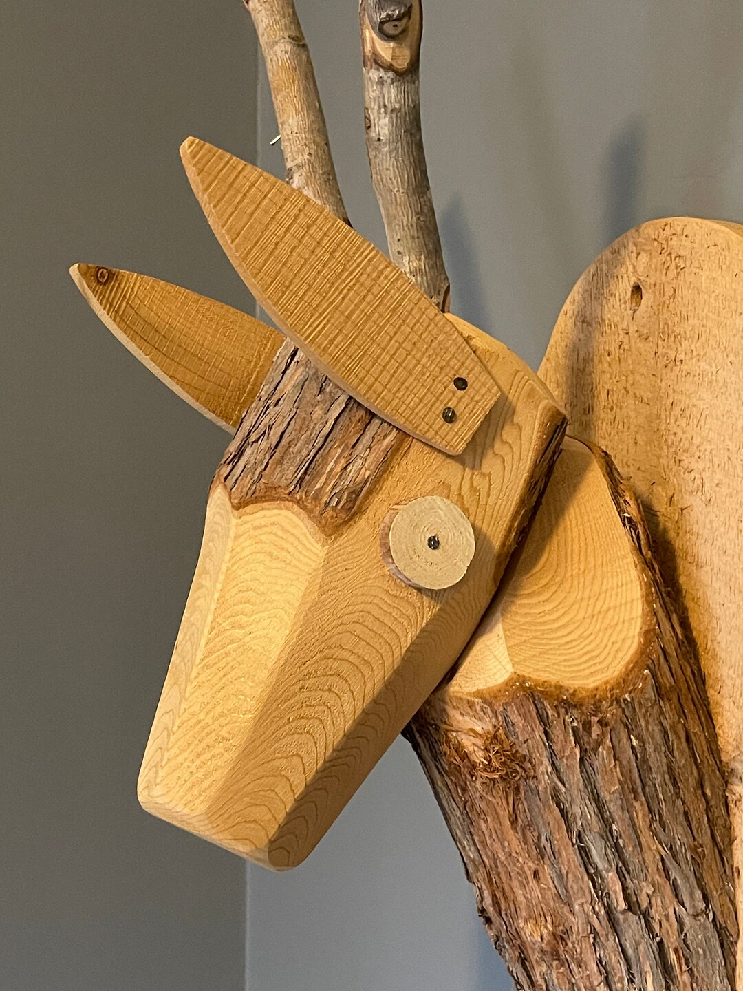 Handcrafted Wooden Deer Head Wall Mount: Lodge Decor - Etsy