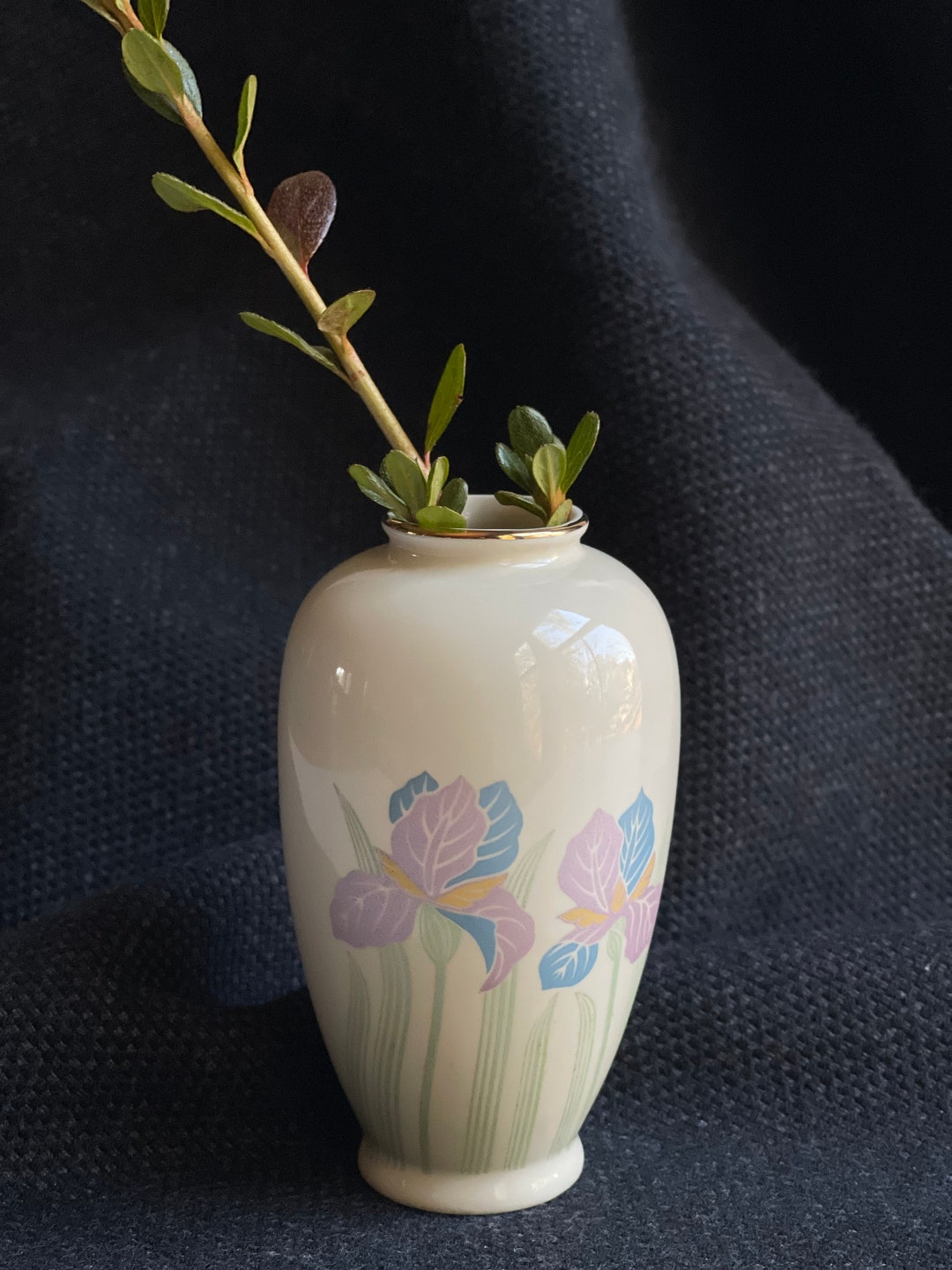 Vintage Otagiri Made in Japan Iris Small Bud Vase With Gold Color Rim ...