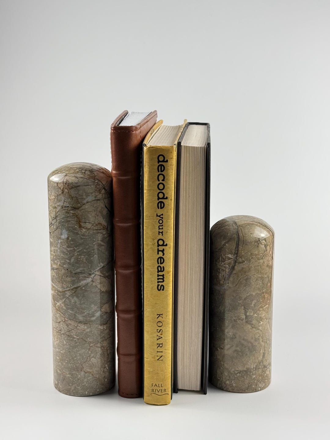 Vintage MCM Marble Column Heavy Bookends, Sculptural Display Decor Mid ...