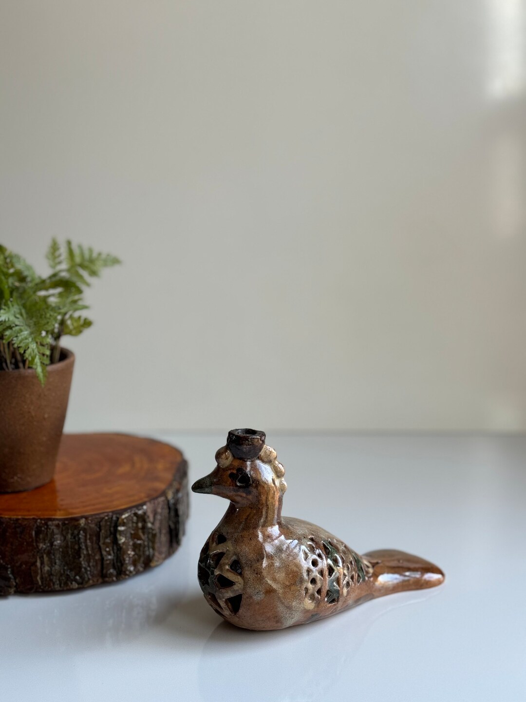 Vintage Handmade Reticulated Pottery Bird: Terracotta Candle Holder - Etsy