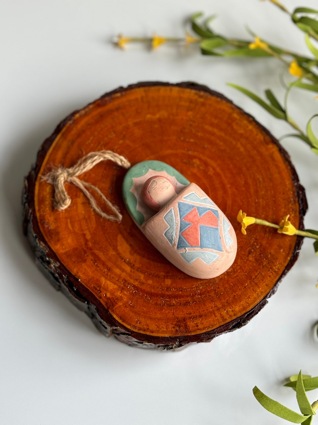 Vintage Hand Painted Southwestern Native American Ornament Clay Babys ...