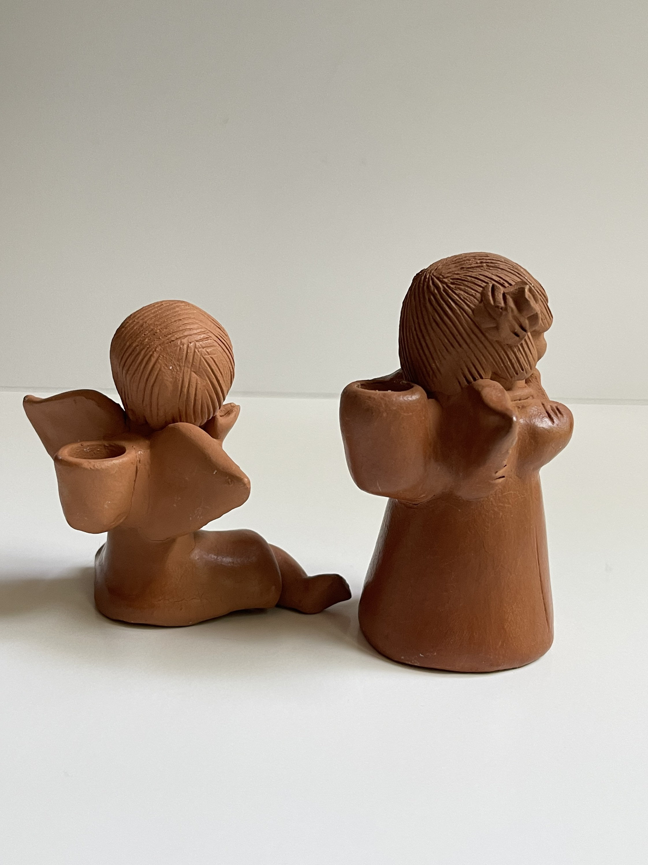 Terracotta Angels Candle Holder / Decor Mini Clay Angels Get Well Soon ...