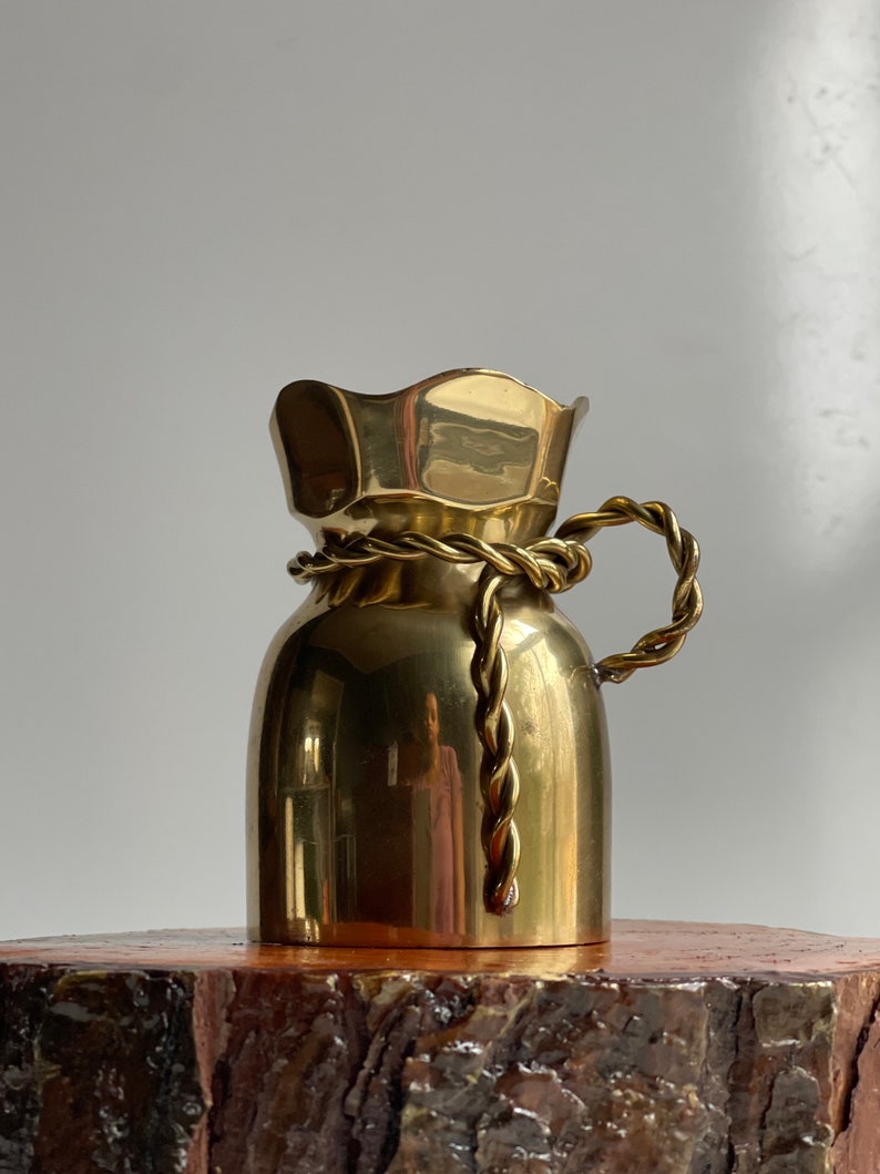 Vintage Brass Chamberstick Candle Holder With Twisted Rope Tie Handle ...