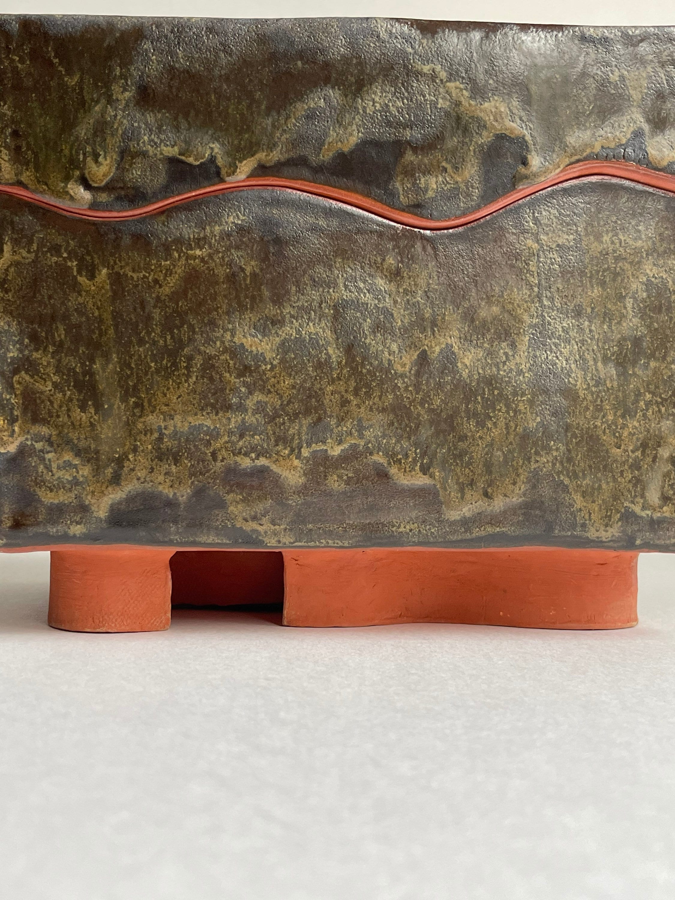 Rare, One of a Kind Glazed Terracotta Box / Chest With Dragonfly Handle ...