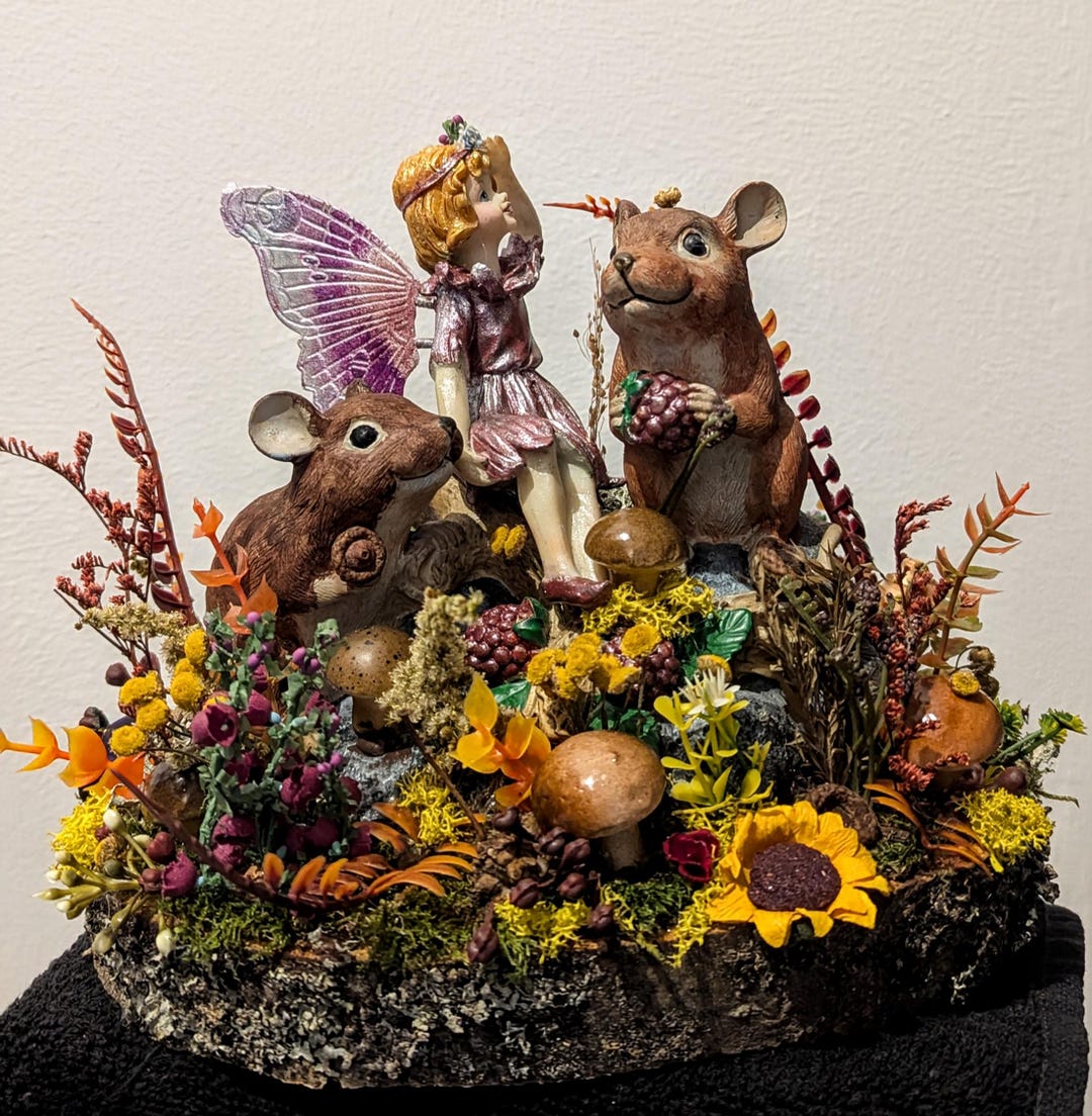 The Fairy and the Field Mice Porcelain Figure, Handpainted Mounted on ...
