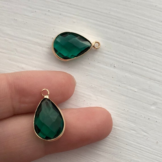 Emerald Green Water Drop Charms Glass Charms Green Tear Drop - Etsy