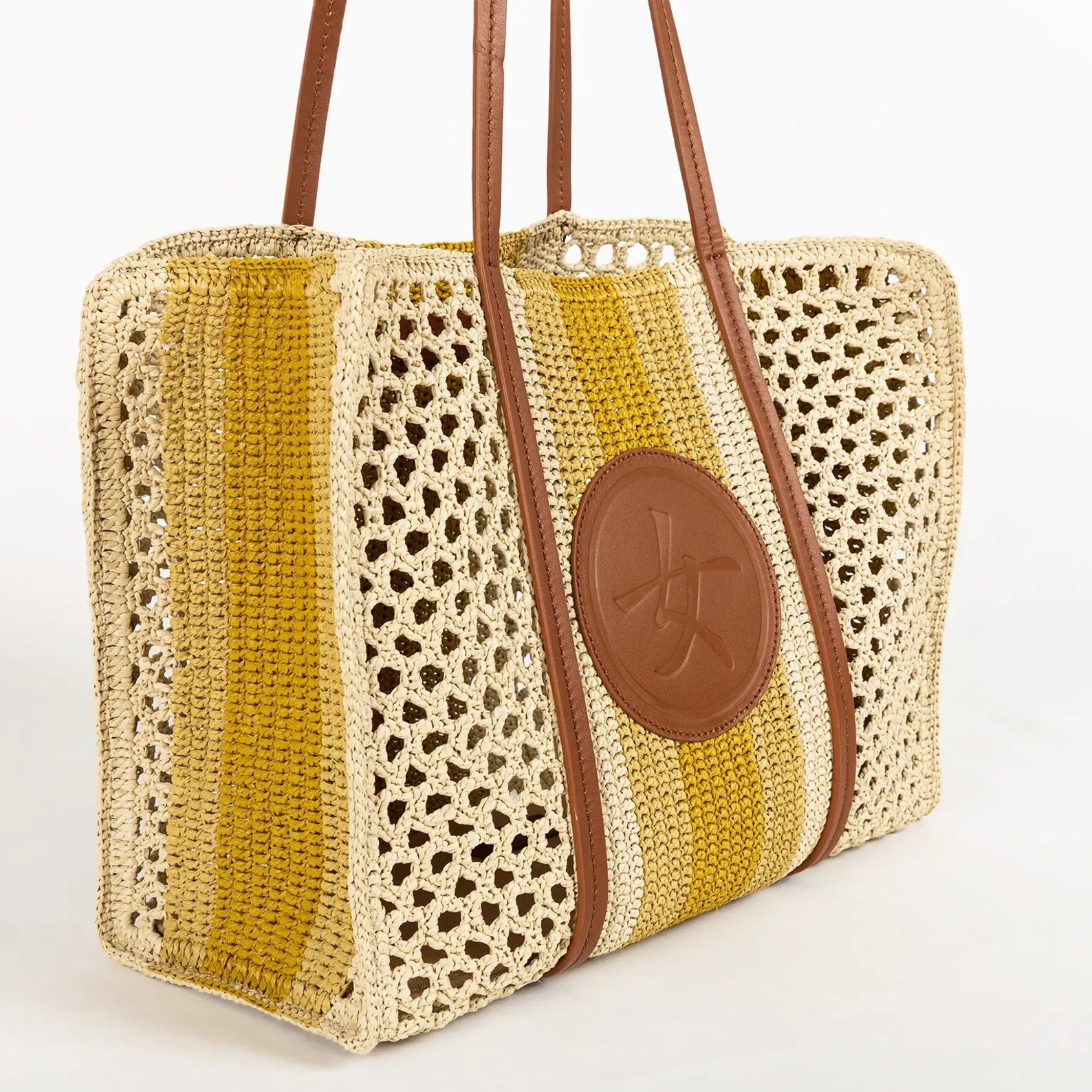 Raffia Crochet Tote Bag: Handwoven Summer Sling Bag - Etsy