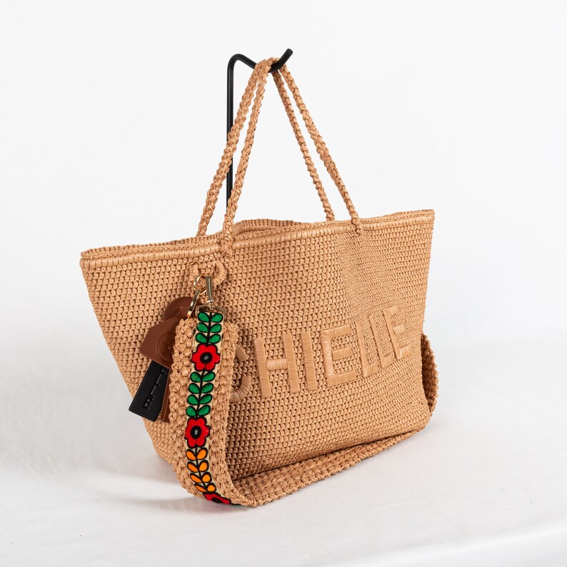 Crochet Large Raffia Tote Bag With Traditional Indian Embroidery ...