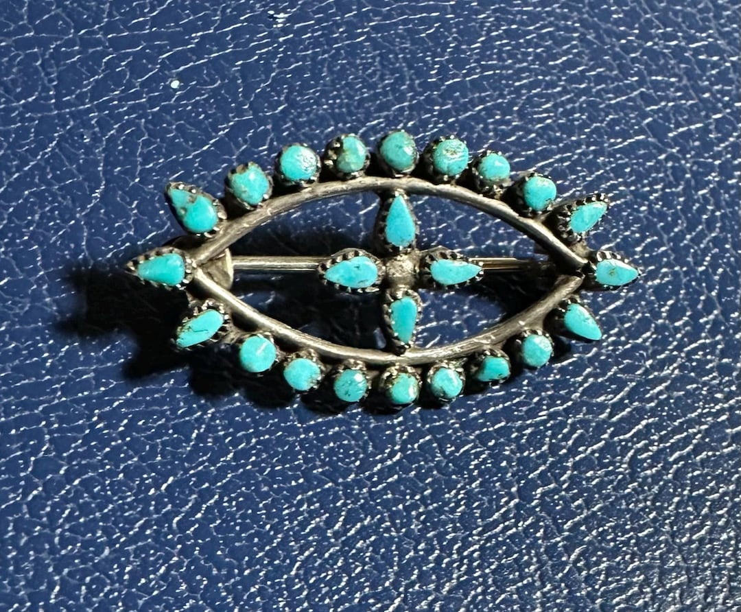 Vintage Zuni "sleeping Beauty" Star Pattern Turquoise Petit Point ...