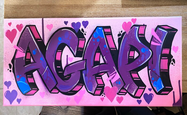 Custom Graffiti Canvases - Pick the Colors, Name or Phrase. - Etsy