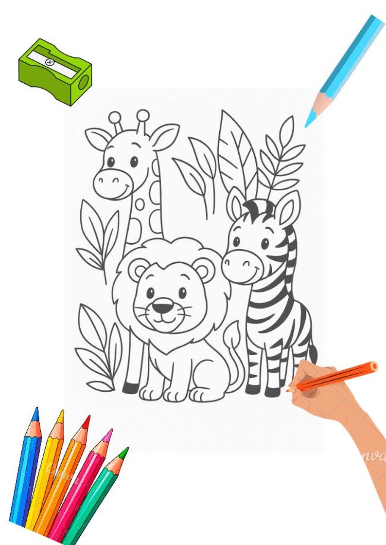 Jungle Animals Coloring Pages for Kids – 10 Fun Printable Sheets – Baby ...
