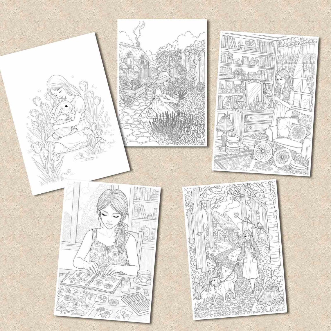 Cozy Cottagecore Girls Coloring Pages | 20 Aesthetic Printable Coloring ...