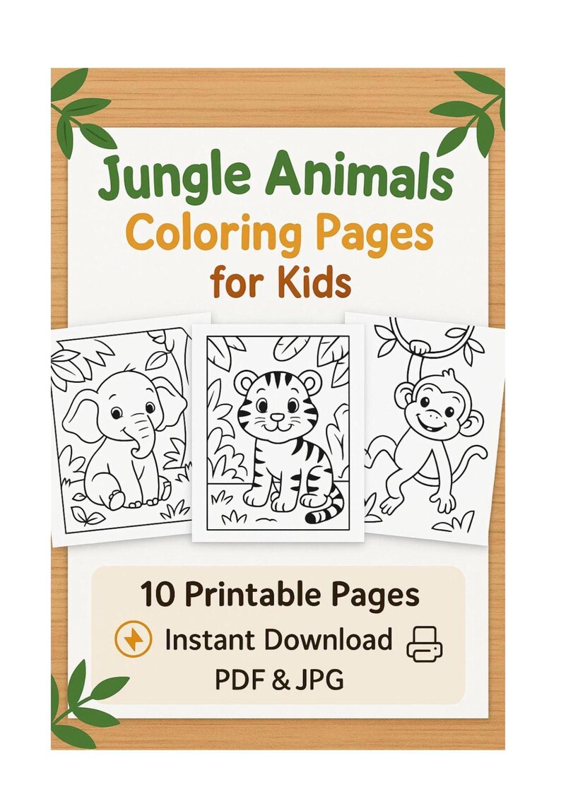 Jungle Animals Coloring Pages for Kids – 10 Fun Printable Sheets – Baby ...