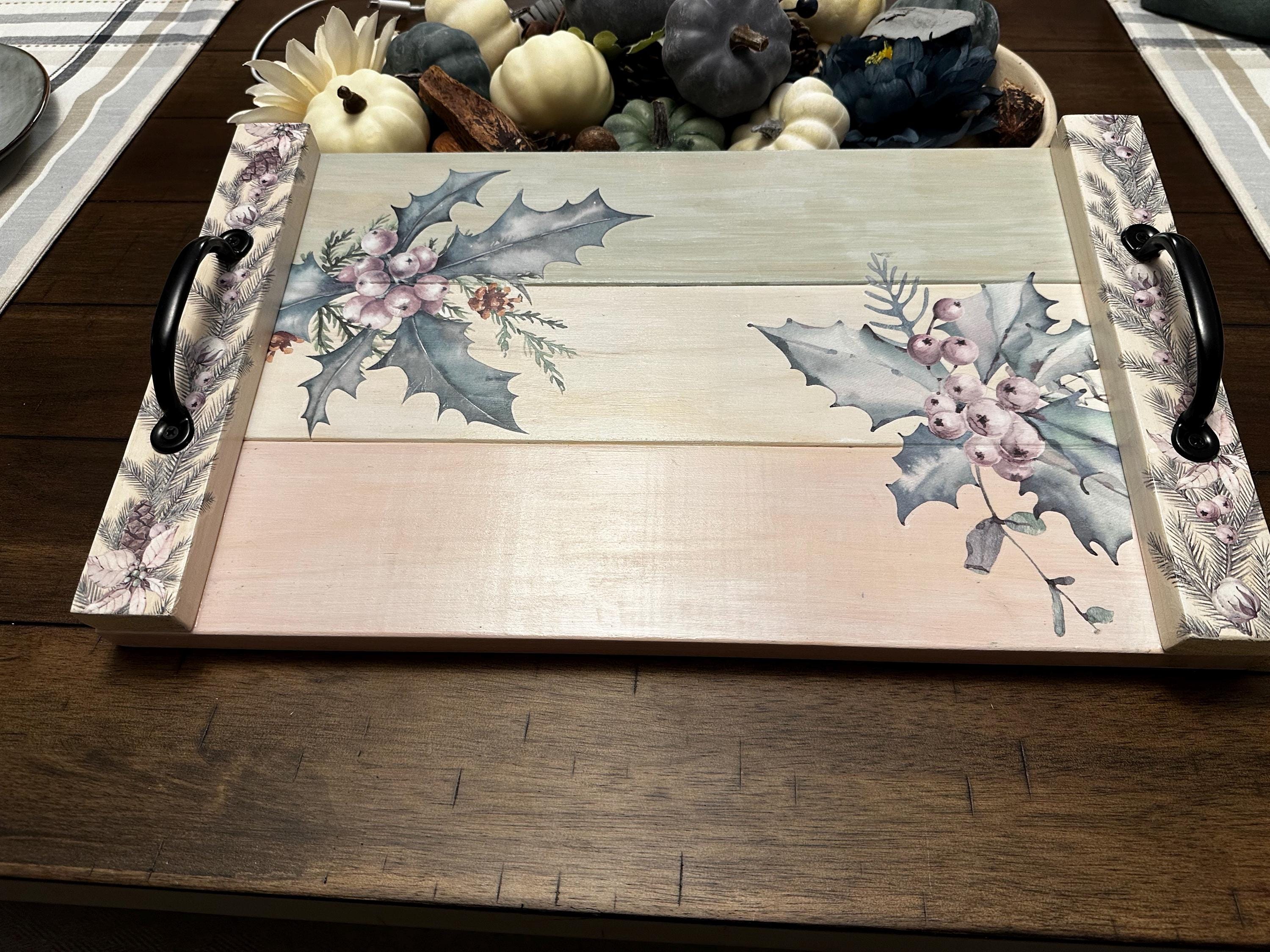 Evergreen Floral Decorative Tray - Etsy