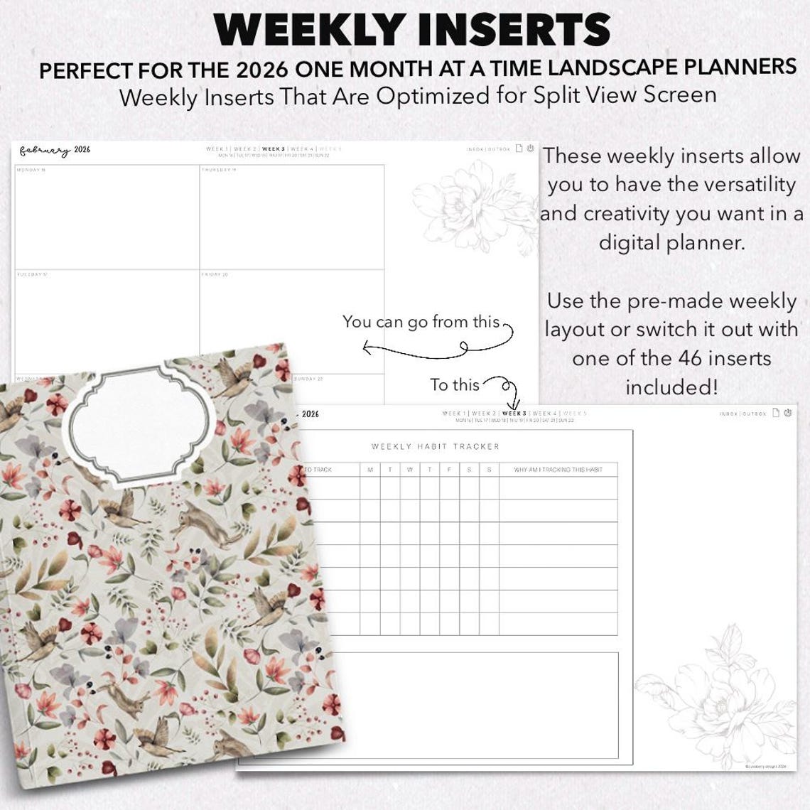DIGITAL PLANNER INSERTS | Weekly Inserts Optimized for Split View ...