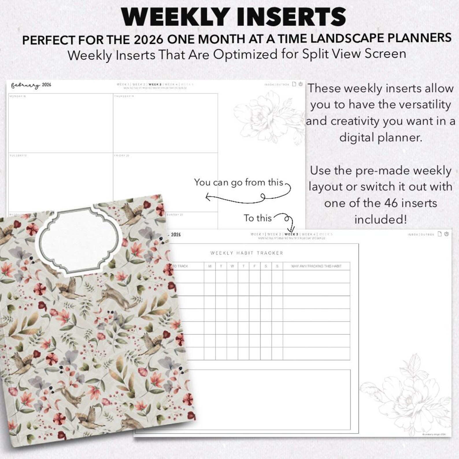 DIGITAL PLANNER INSERTS | Weekly Inserts Optimized for Split View ...